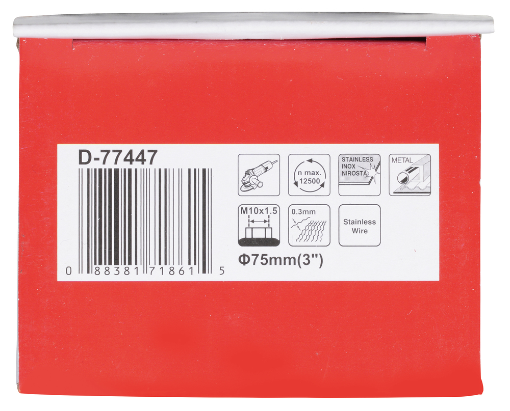 D-77447 - Wire Cup Brush, Crimped, 75mm x M10