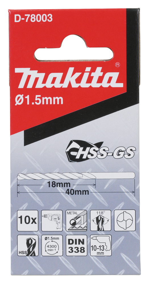 D-78003 - HSS-GS 1,5mm Metallbohrer 10Stk.