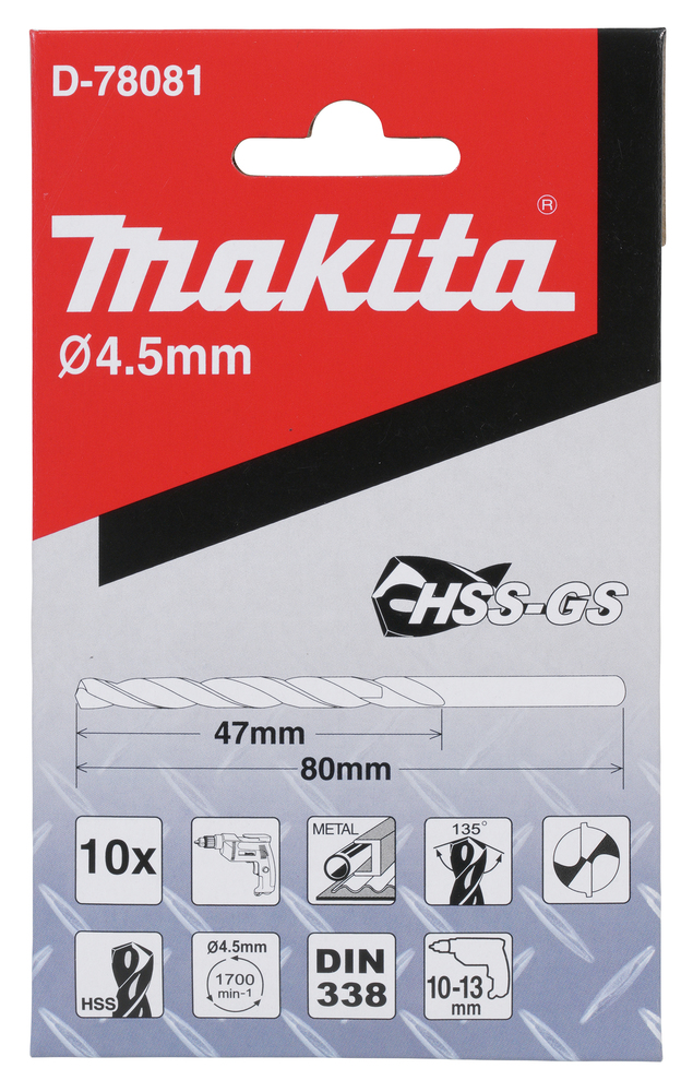 D-78081 - Bohrer 4,5mm HSS-GS 10Stk.