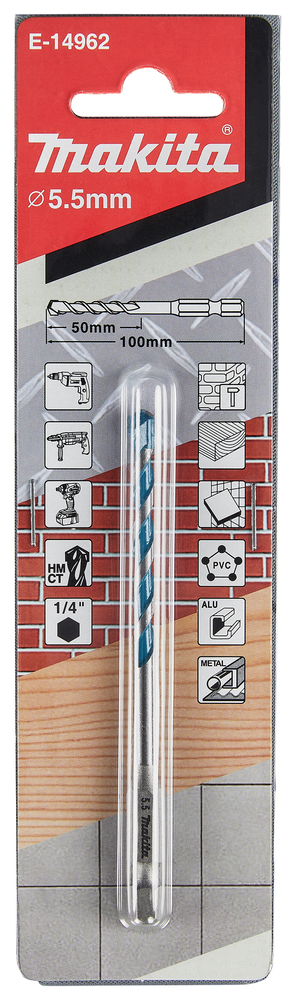E-14962 - T.C.T Drill bit, 5,5 x 100 mm, Multi material