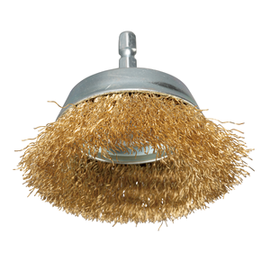 D-73623 - Stålbørste, 63 mm x 0,3 mm bølget tråd, 1/4", messingbelagt