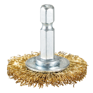 D-73651 - Stålbørste, 38 mm x 0,3 mm bølget tråd, 1/4", messingbelagt