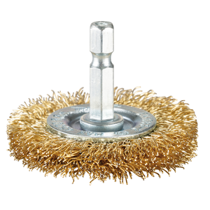 D-73667 - Stålbørste, 50 mm x 0,3 mm bølget tråd, 1/4", messingbelagt